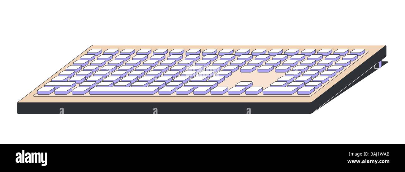 Minimal tilted retro-style keyboard 2D cartoon object Stock Vector ...