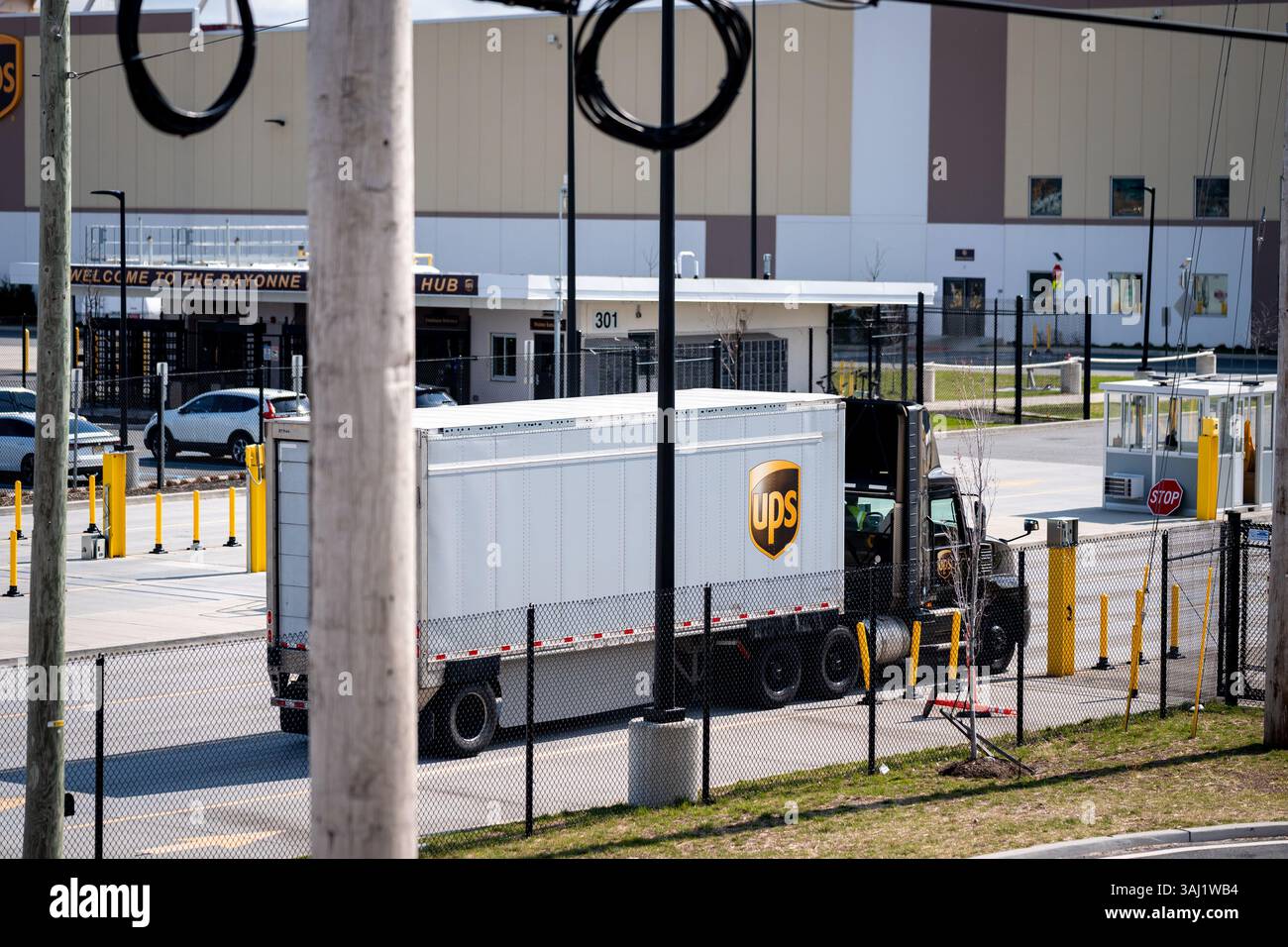Jersey City, United States. 10th Apr, 2025. A UPS truck pulls into the ...