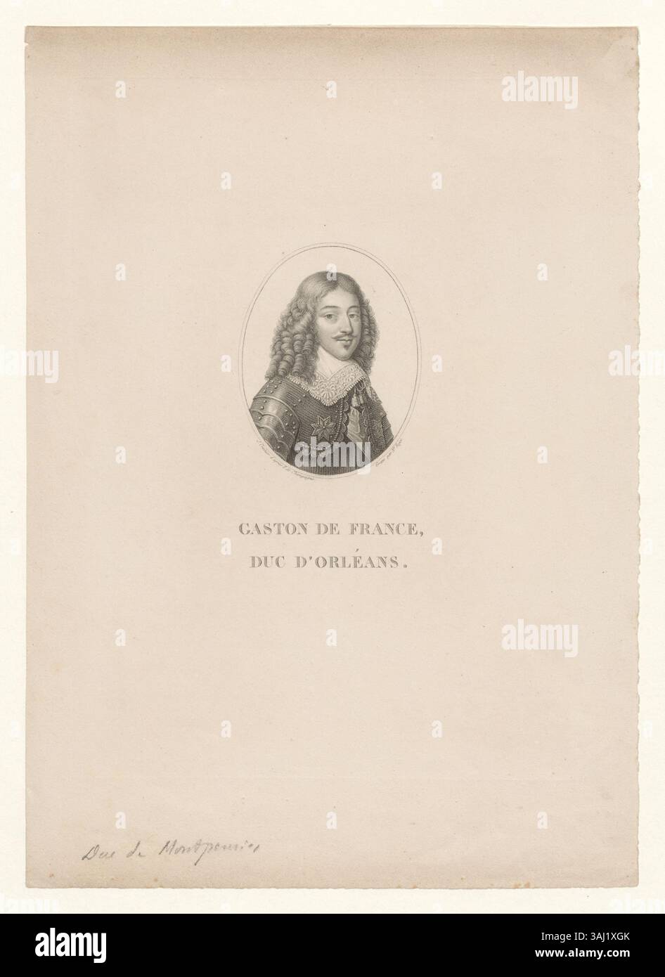 This intaglio print features Gaston de France, Duke of Orléans, painted ...