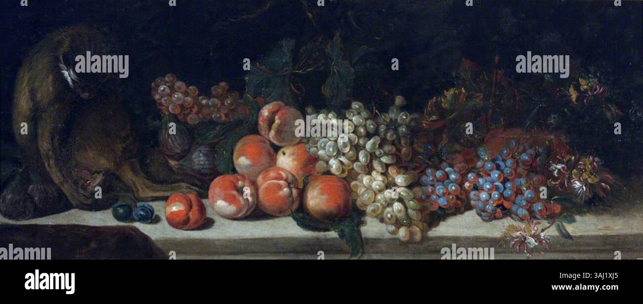 An oil painting attributed to Joseph Cooper, depicting a monkey on a ...