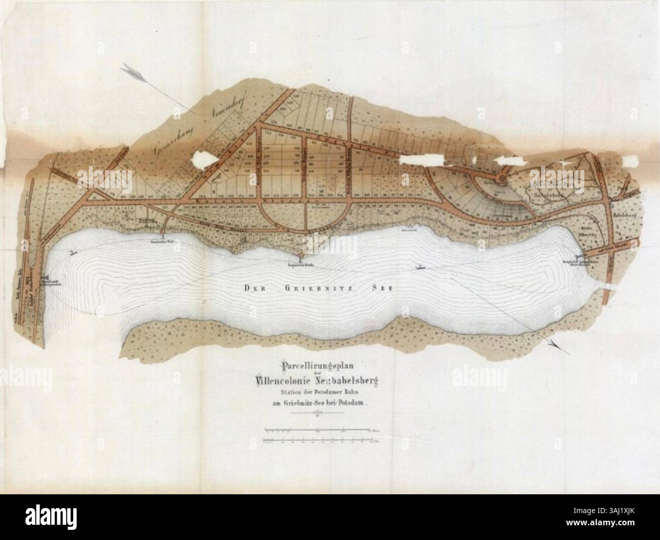 A 1873 map showing the subdivision of the Neubabelsberg villa colony ...