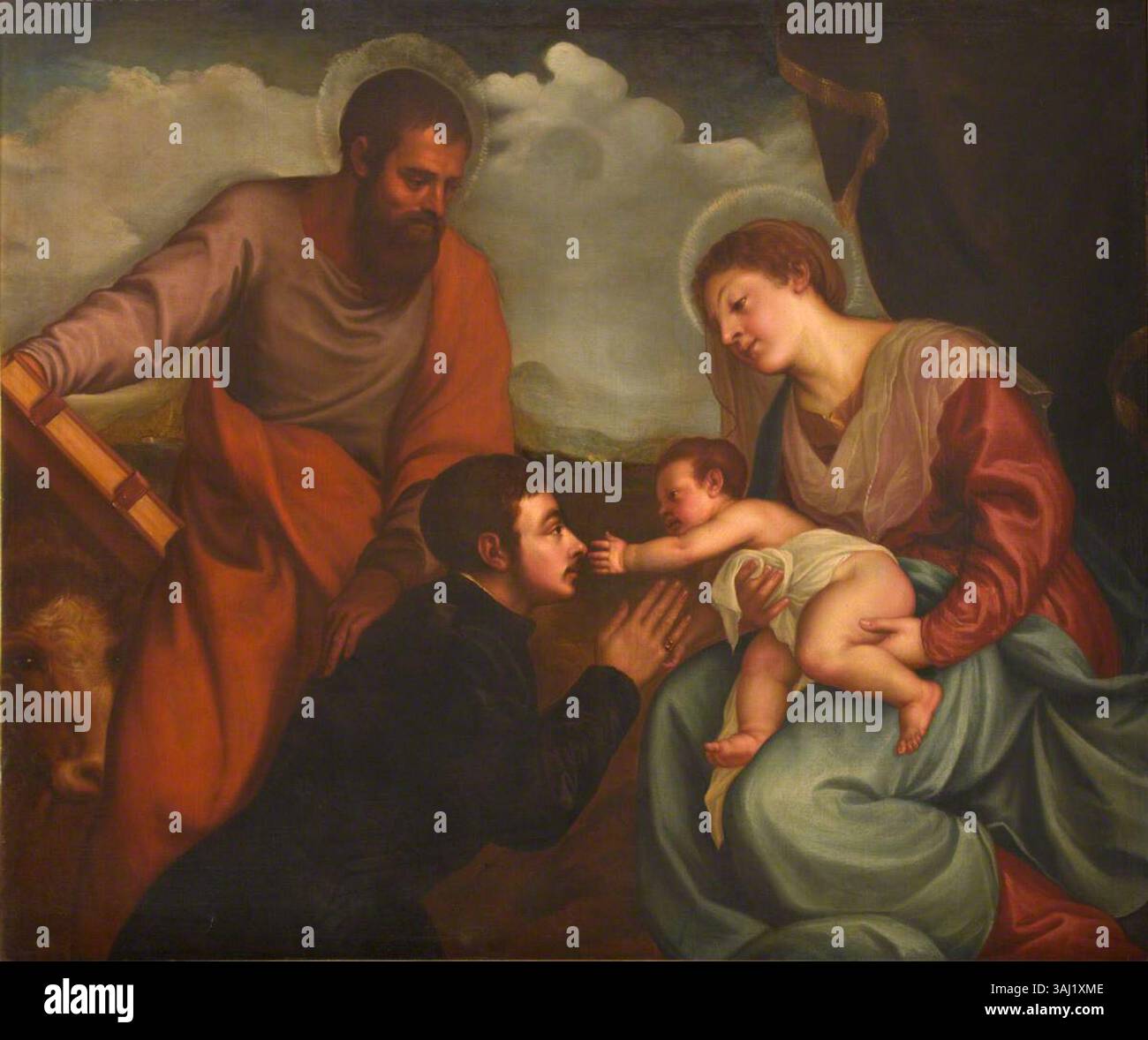 This painting, from the School of Titian, circa 1614–1648, depicts the ...