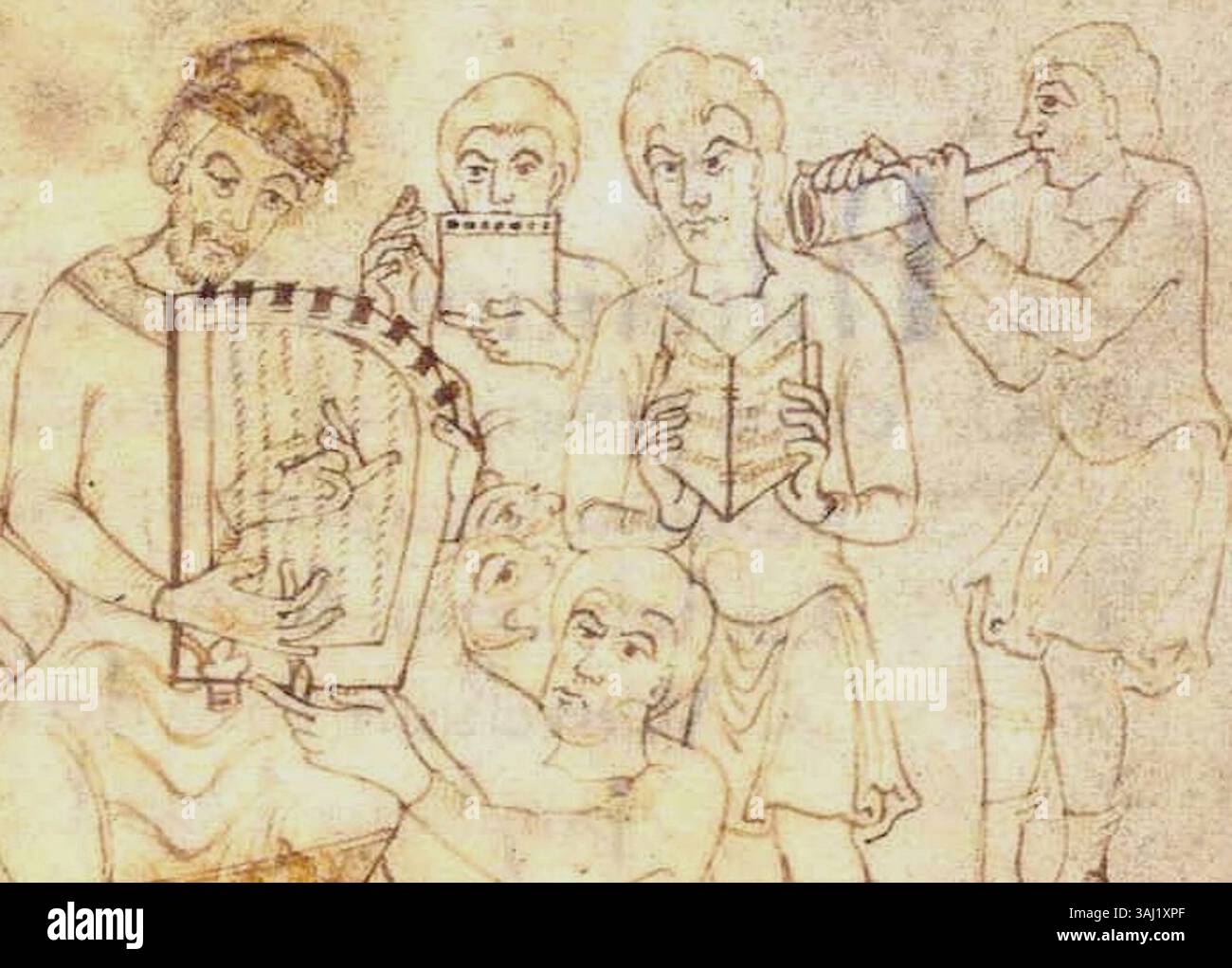 This early 12th-century manuscript, the Psalterium Triplex, depicts ...