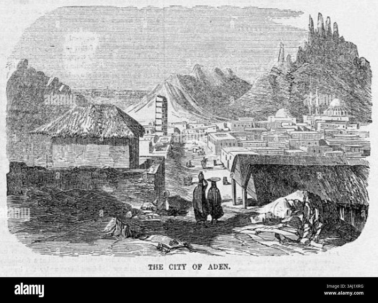 An 1860 illustration of the city of Aden, showcasing its architecture ...