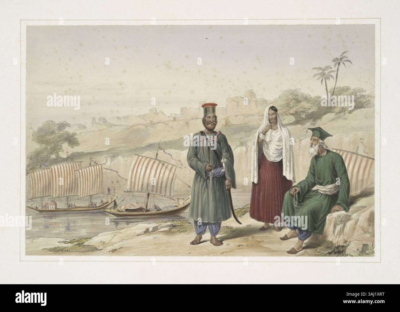 The lithograph depicts a Sindian woman from the Indus region, described ...