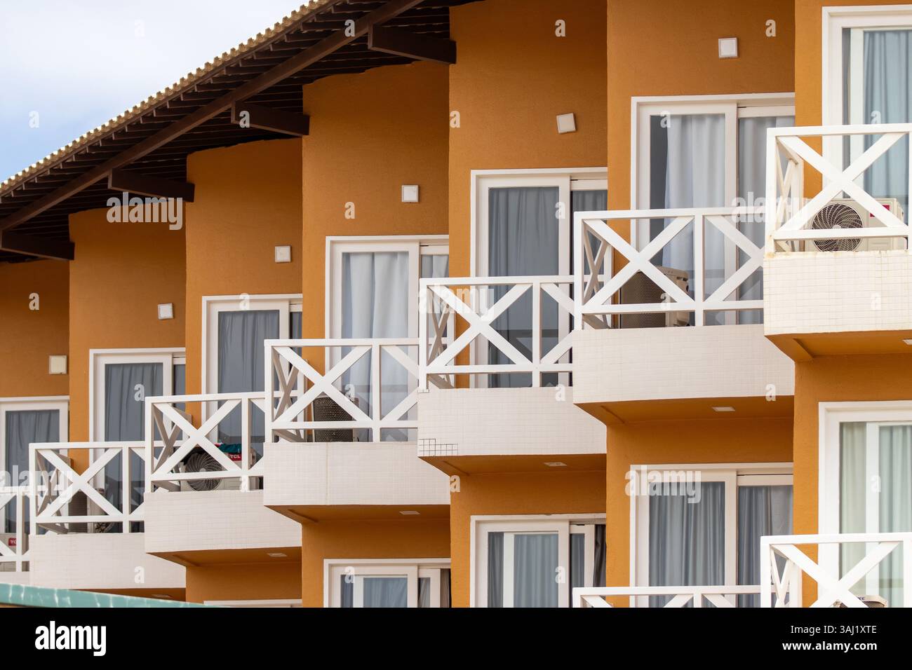 Architecture of a hotel with balconies overlooking the beach Stock ...