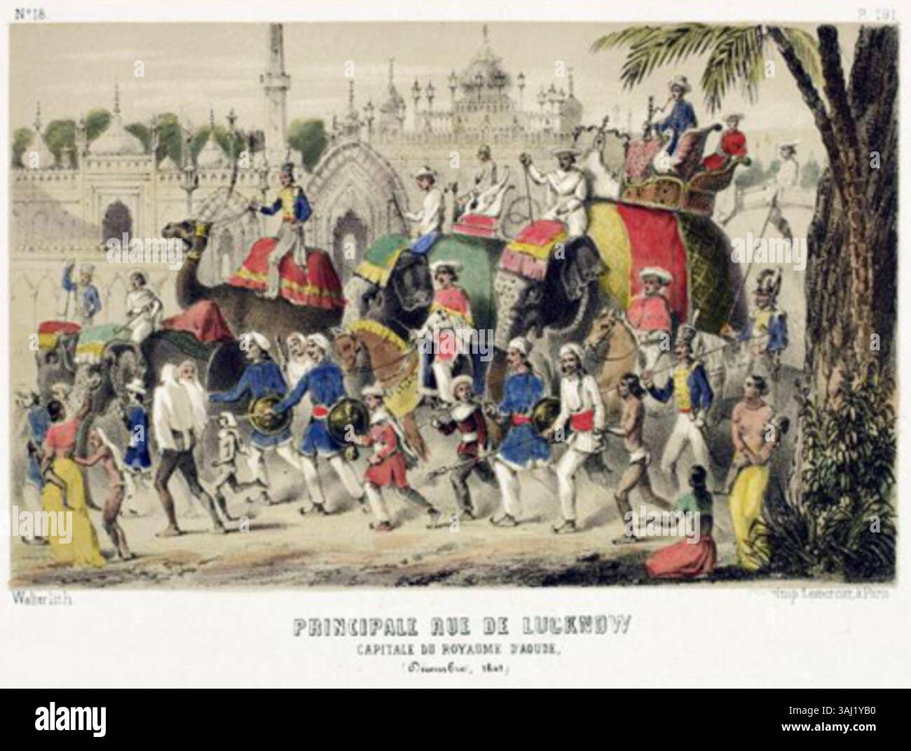 This 1851 lithograph depicts the main street of Lucknow, capital of the ...