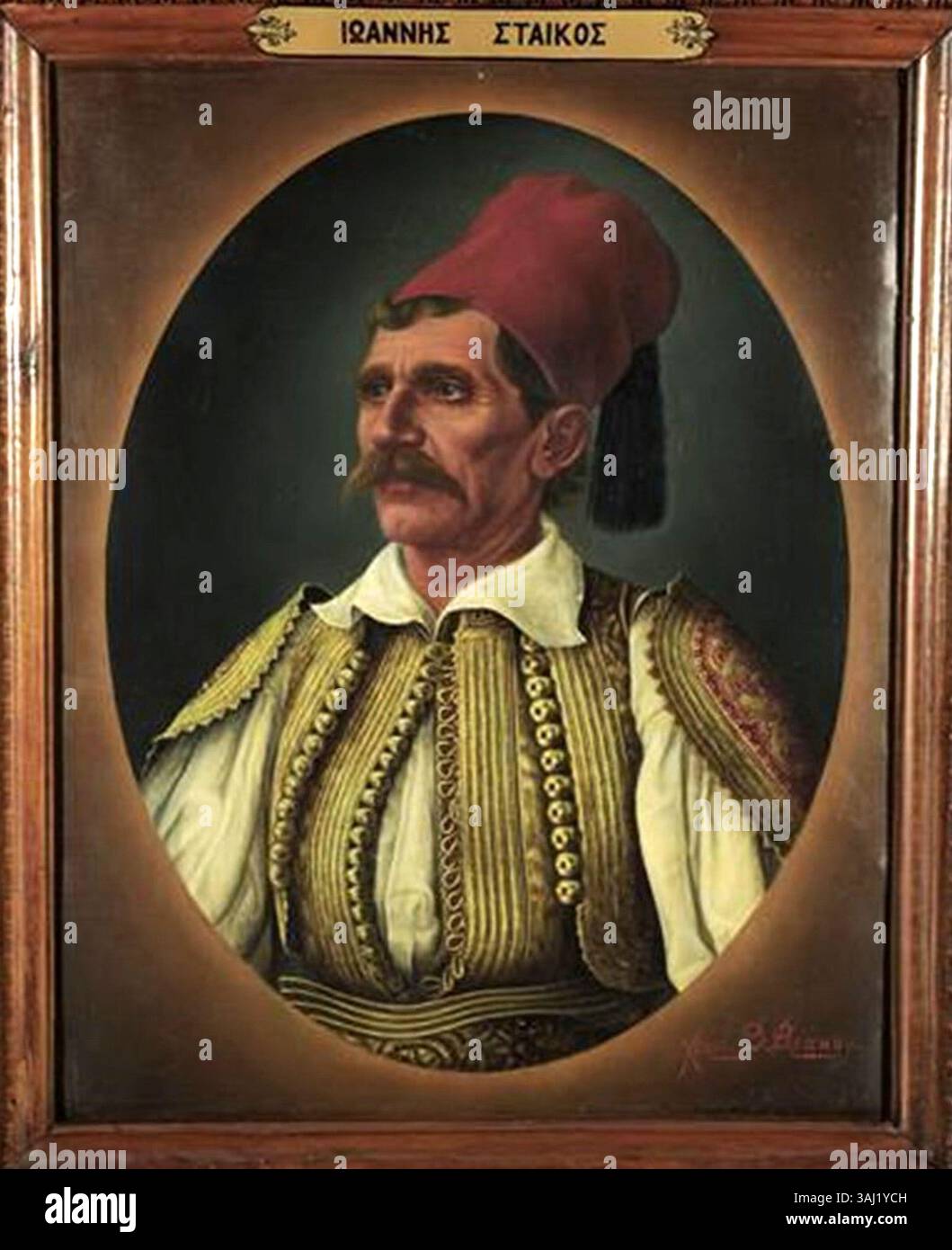 The painting by Themistokis Drakos depicts Ioannis Staikos, a notable ...