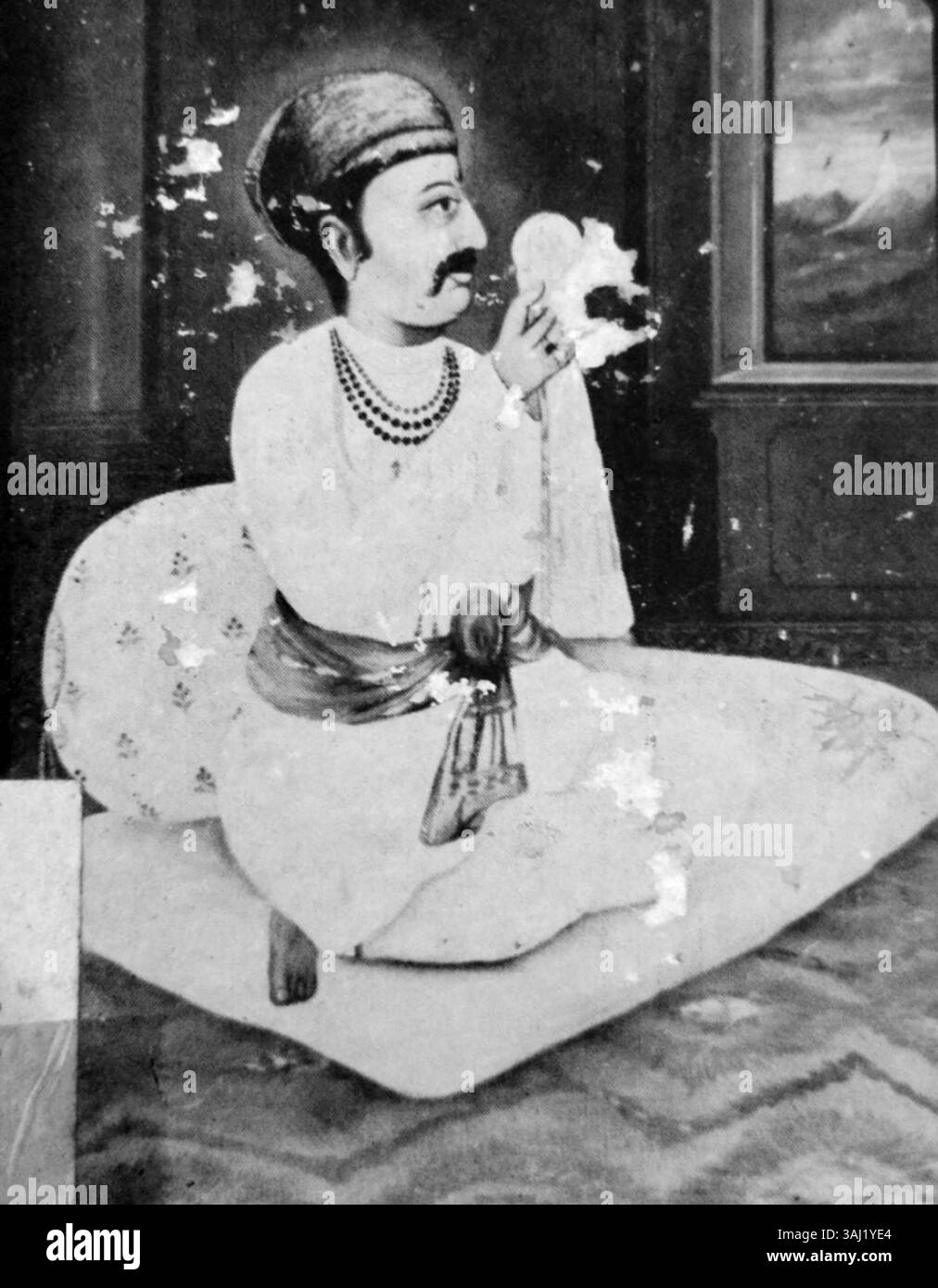 This scanned painting portrays Shantidas Jhaveri, a Jain merchant, in ...