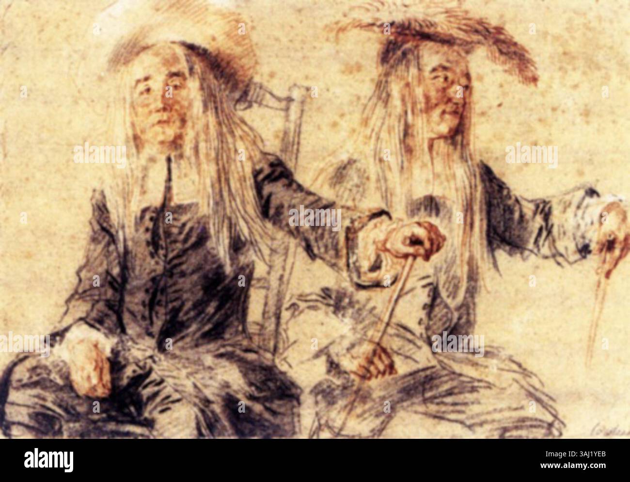 Antoine Watteau’s sketches from circa 1716-1721, featuring two studies ...