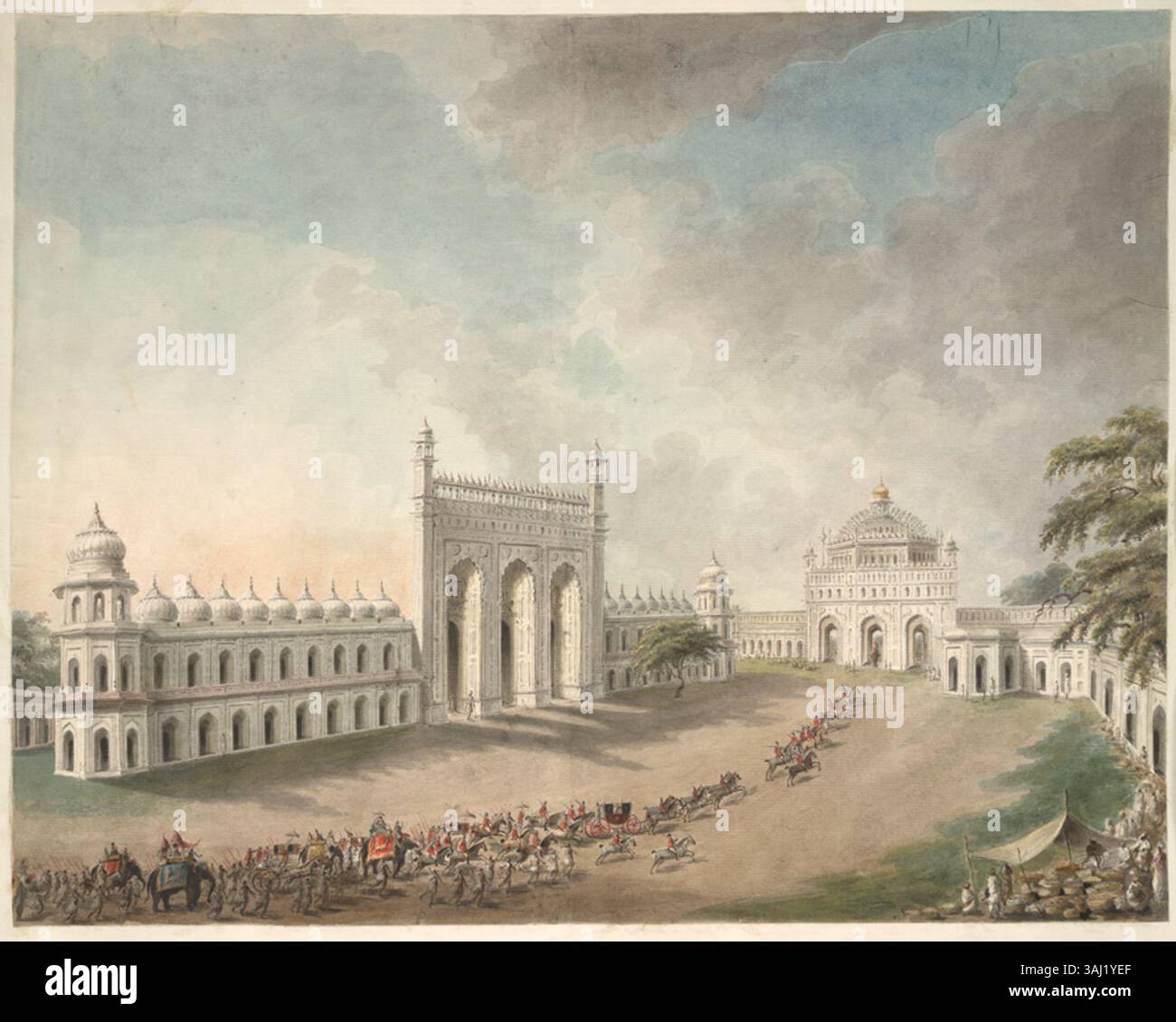 This 1814 watercolour by Sita Ram depicts the first quadrangle of the ...