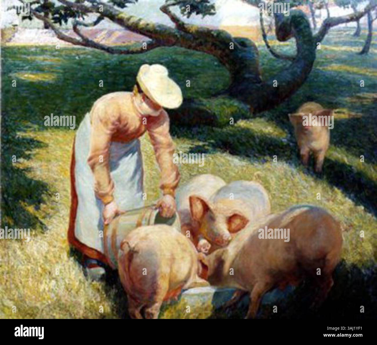 Arthur Watson Sparks' painting, The Pigs' Meal, created before 1919 ...