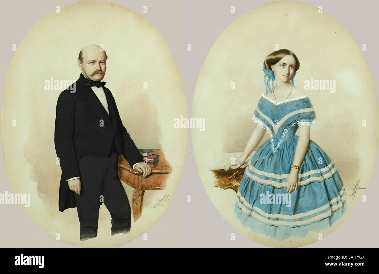 This watercolor by Auguste Alexis Canzi portrays Ignaz Semmelweis and ...