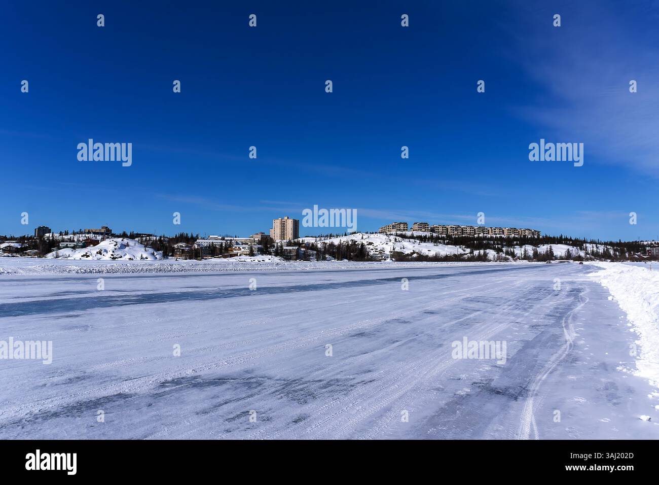 The Dettah Ice Road in Yellowknife, Northwest Territories, Canada Stock ...
