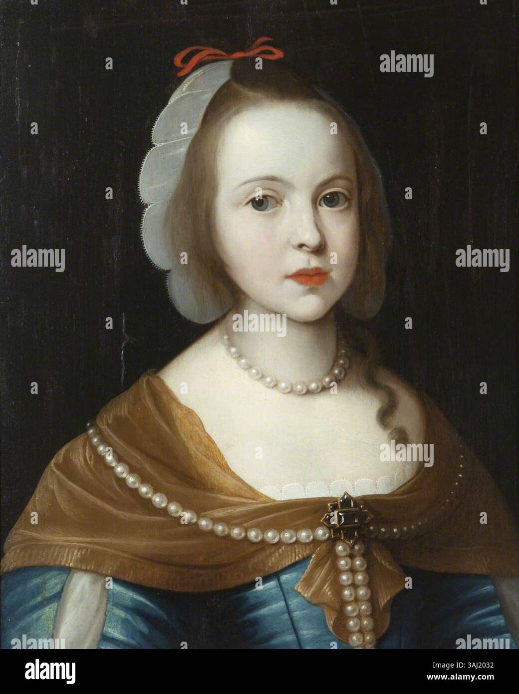 This portrait, attributed to Theodore Russel, depicts an unknown girl ...