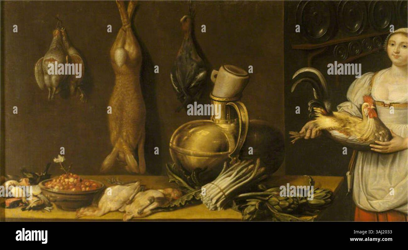 This still life from the Franco-Flemish School depicts a cook with ...