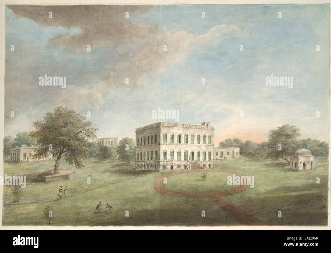 This 1814 watercolor by Sita Ram illustrates the Residency building in ...