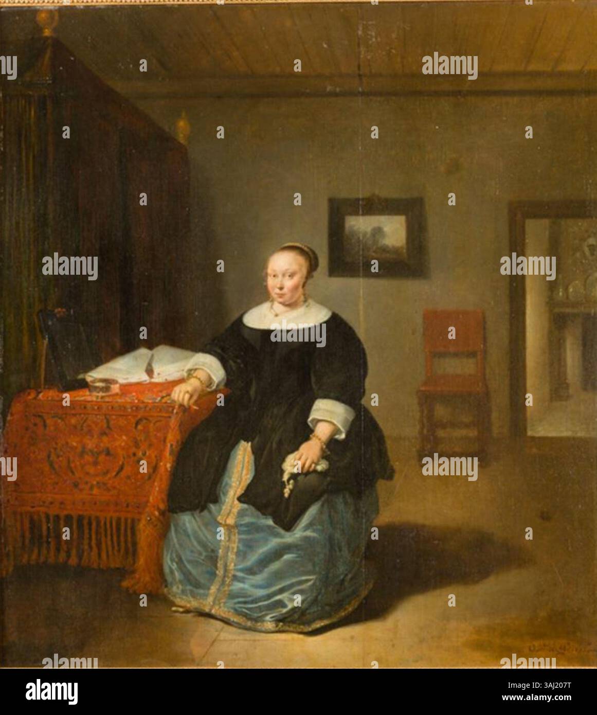 This 1656 oil portrait by Gerrit Lundens depicts Maria Coymans. Signed ...