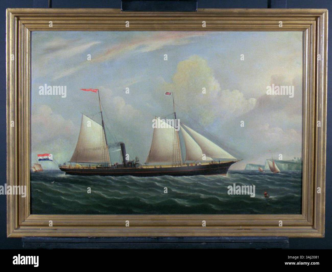 The SS Fijenoord, a steamship painted in 1871, is depicted in this oil ...