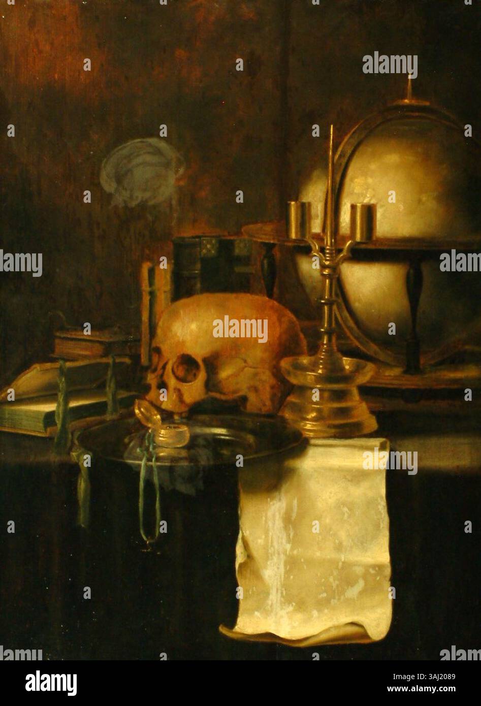 This Vanitas still life, created circa 1650, features symbols of ...