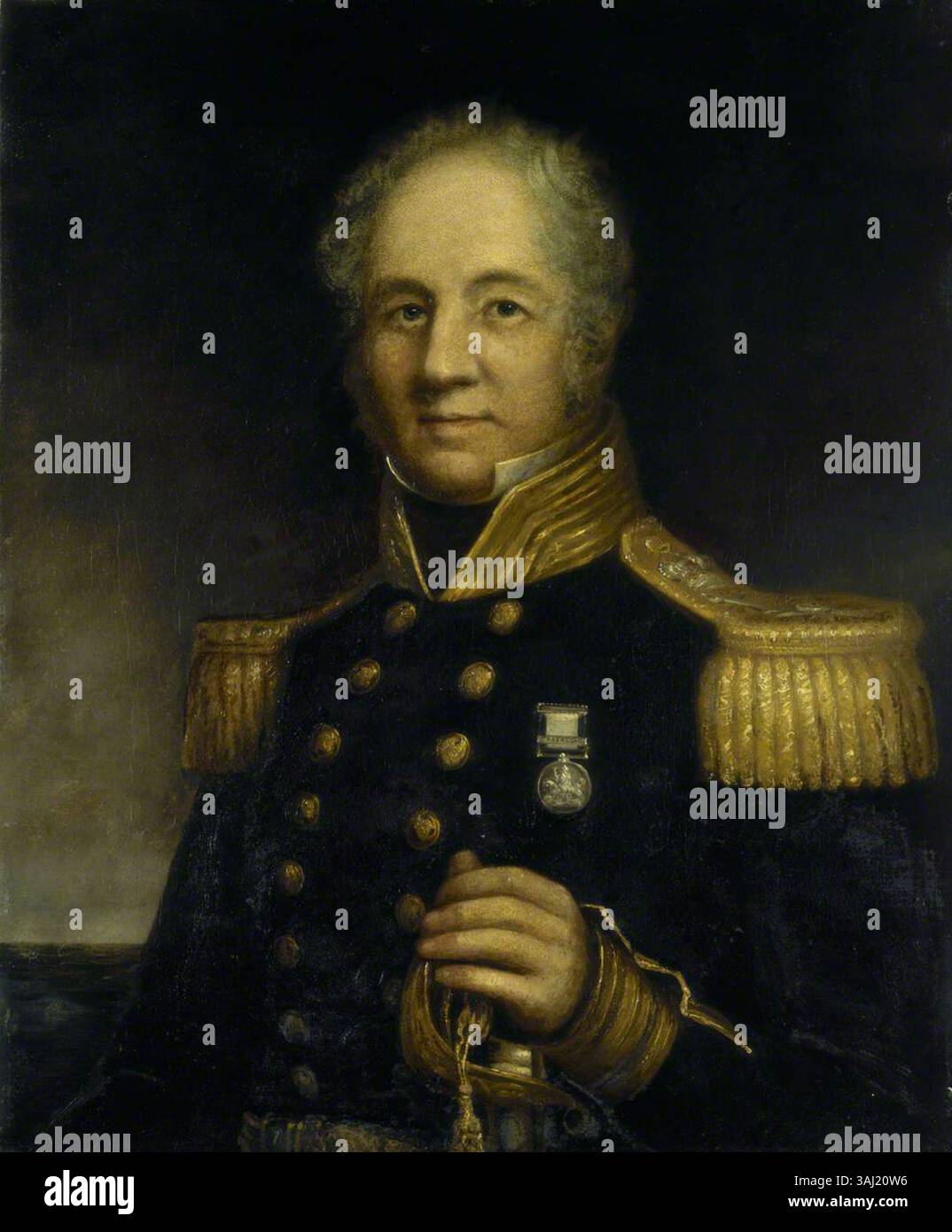 The 1850 portrait of Rear-Admiral John Pasco, painted by an anonymous British School artist, is ...