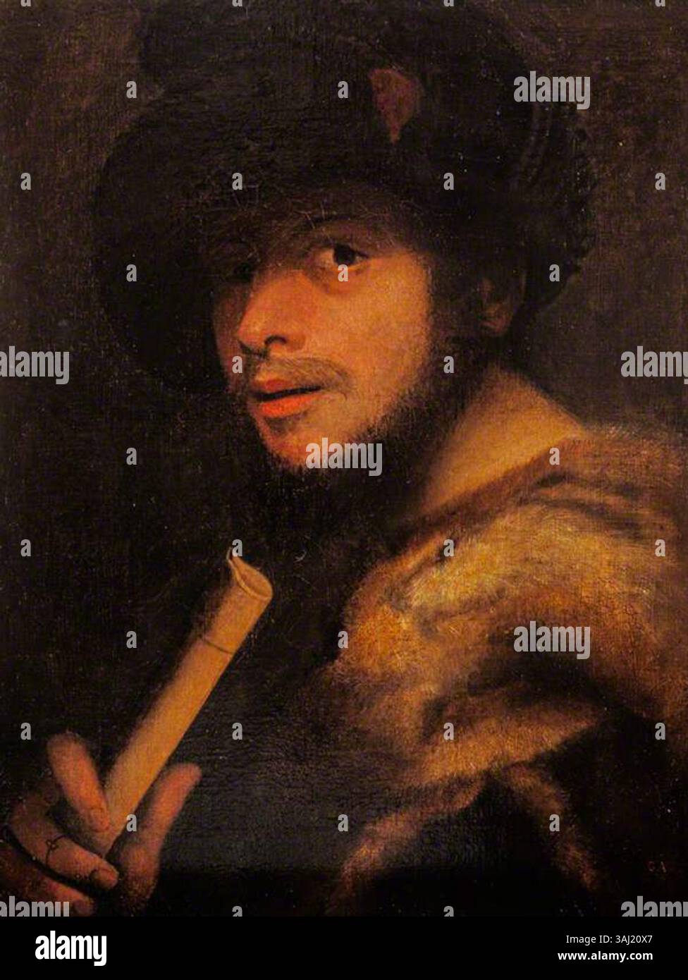 This 16th-century portrait, imitating Giorgione's style, shows a man ...