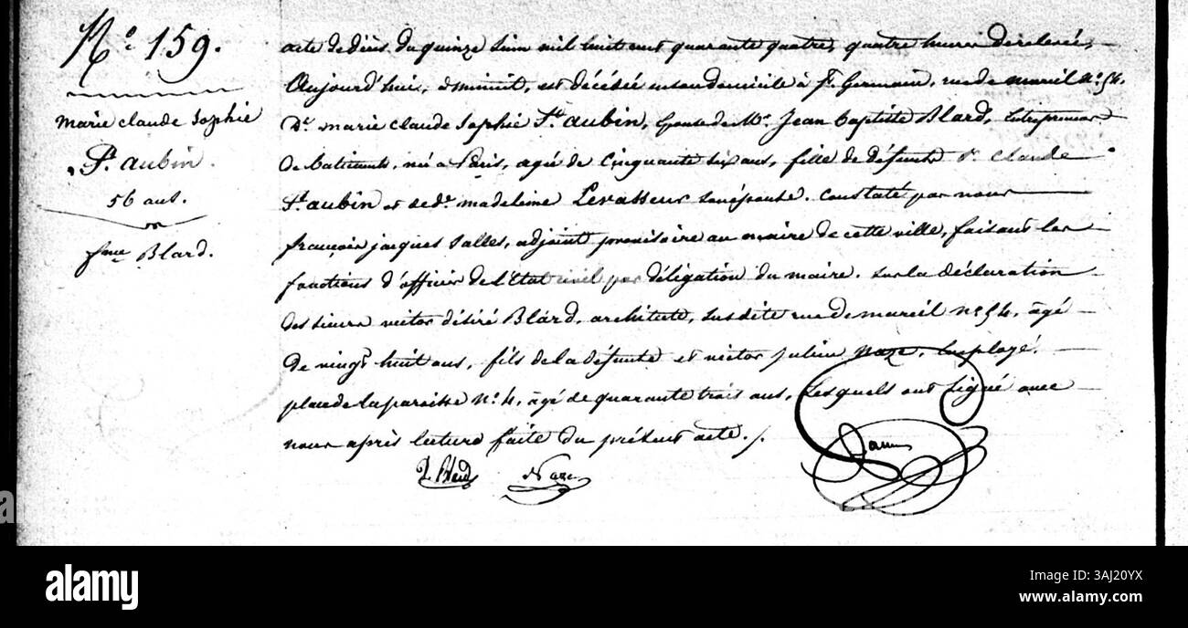 This death certificate from June 15, 1844, records the passing of Marie ...