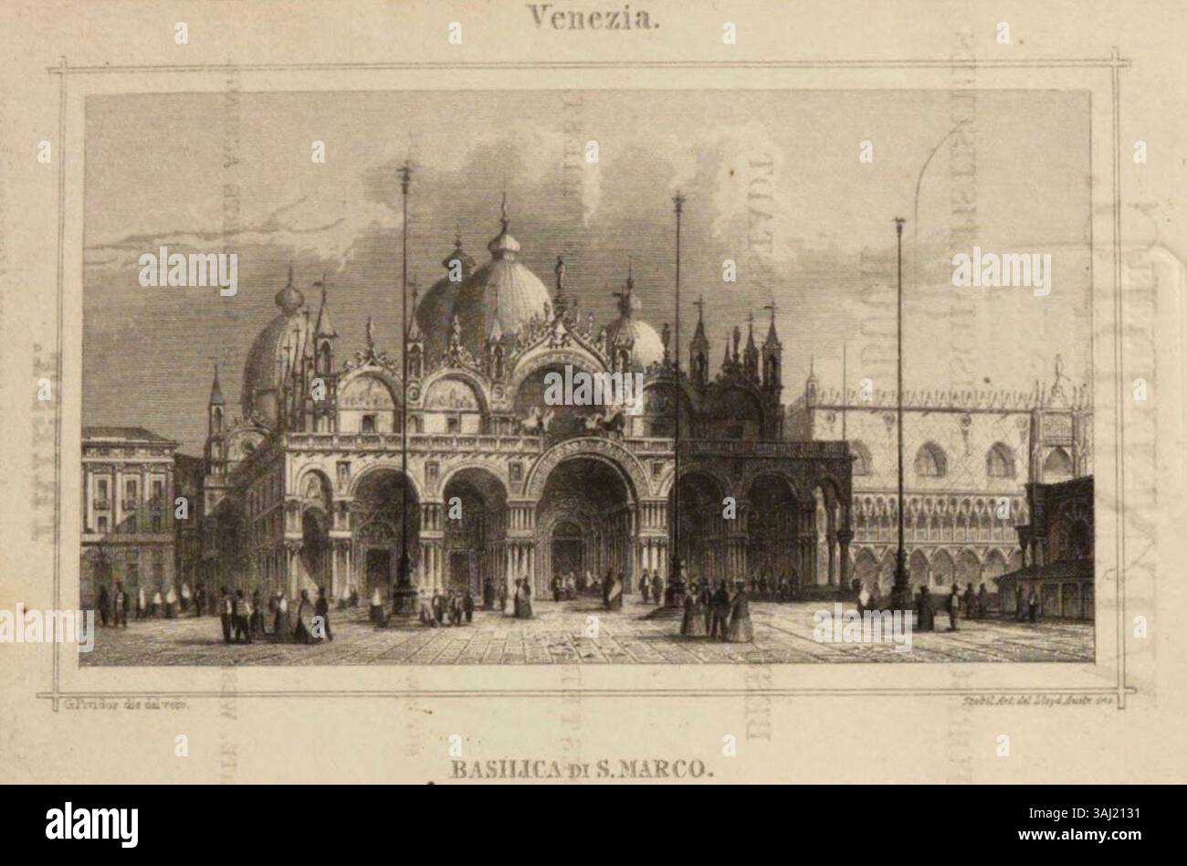This 1857 steel engraving by Giovanni Pividor depicts the St. Mark's ...