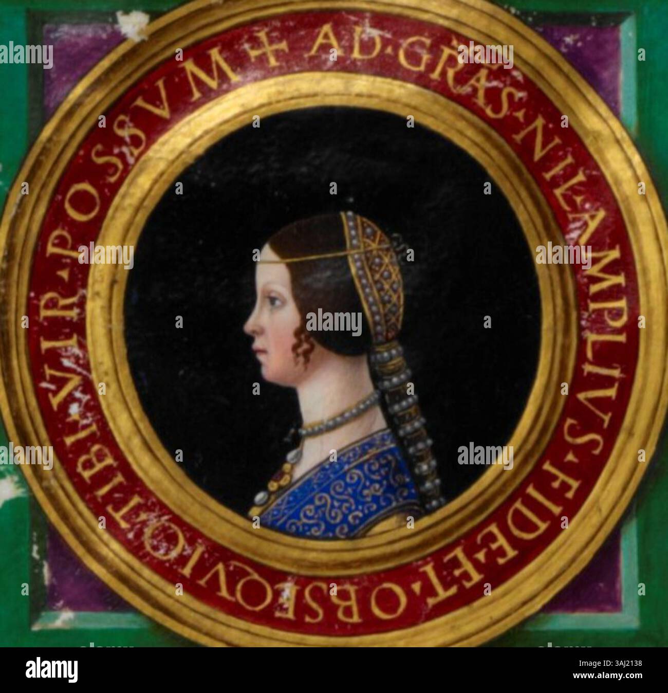 Miniature portrait of Beatrice d'Este by Giovanni Pietro Birago, dated ...