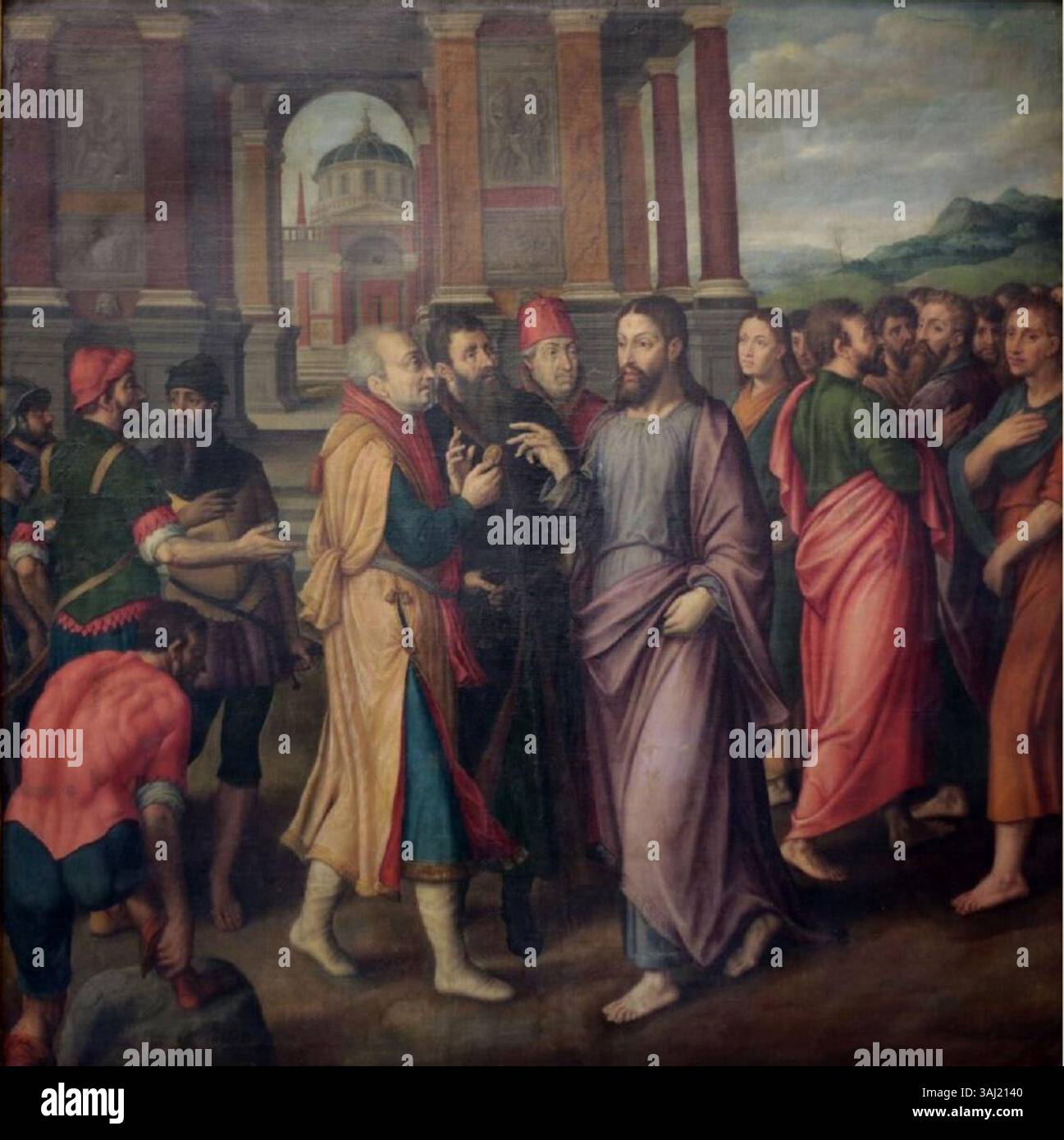 Michiel Coxie's 1583 painting 'Render unto Caesar' depicts a biblical ...