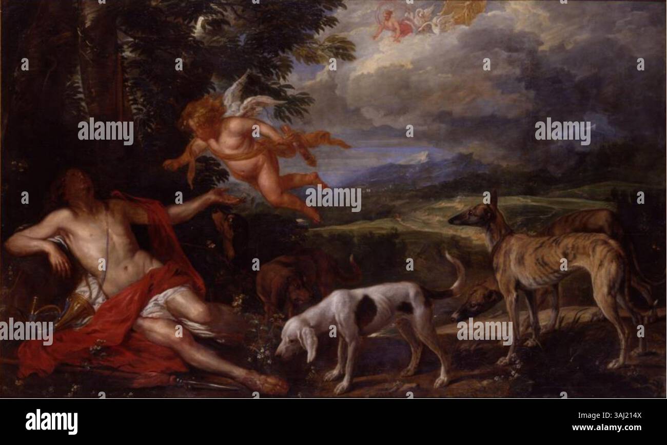 The Death of Adonis painting by Lucas Franchoys II, created between ...