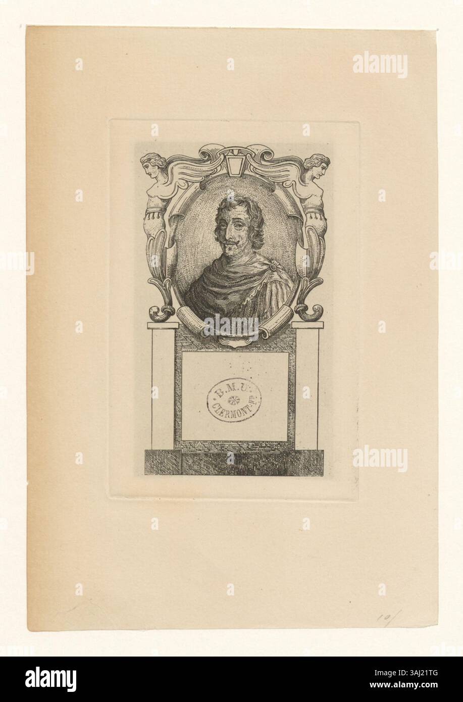 Intaglio print from the Boyer collection depicting François Maynard, a ...