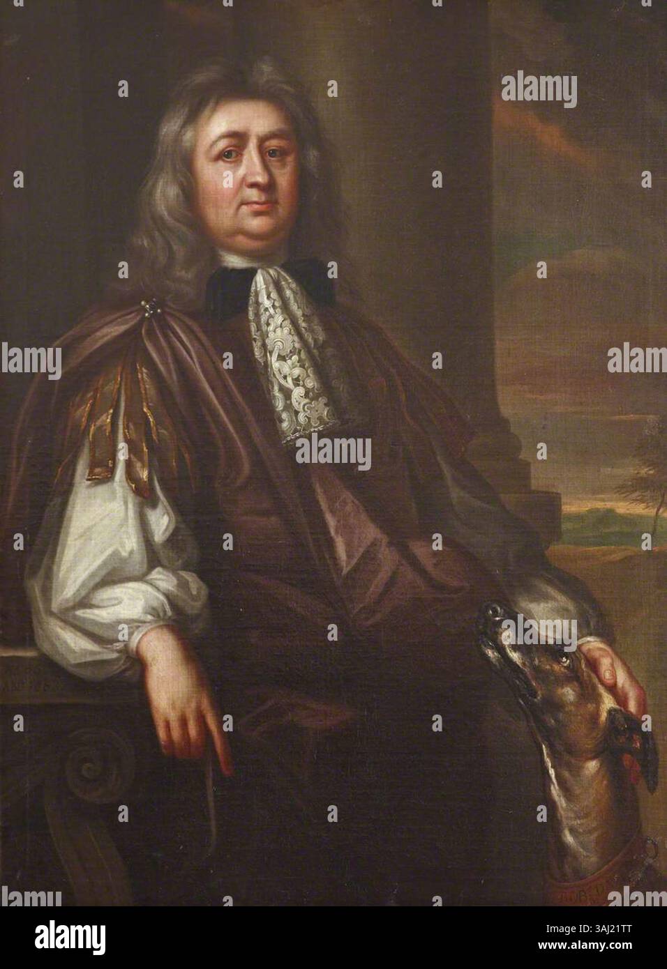 A portrait of Sir Robert Davers, 1st Baronet, painted in 1683 at age 66 ...