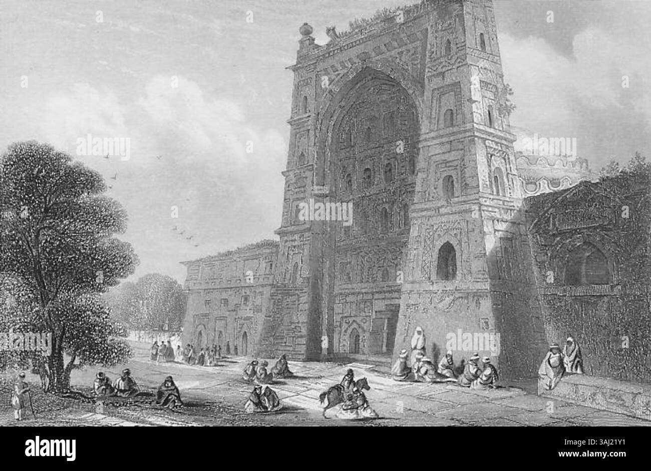 The engraving 'Tomb at Jionpoor,' created by W. French after Roberts in ...