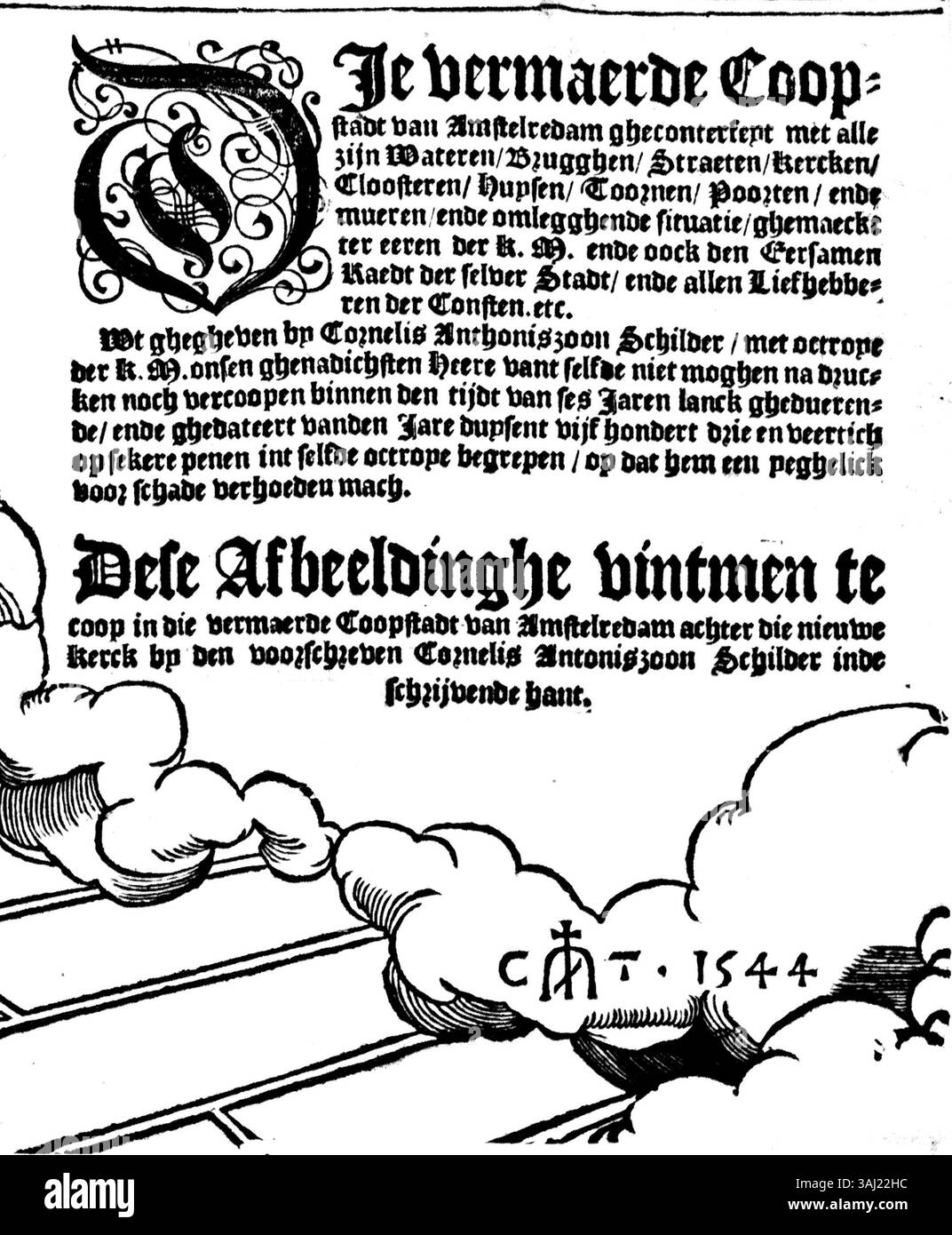 The 1544 map of Amsterdam by Cornelis Anthonisz. depicts the city's ...