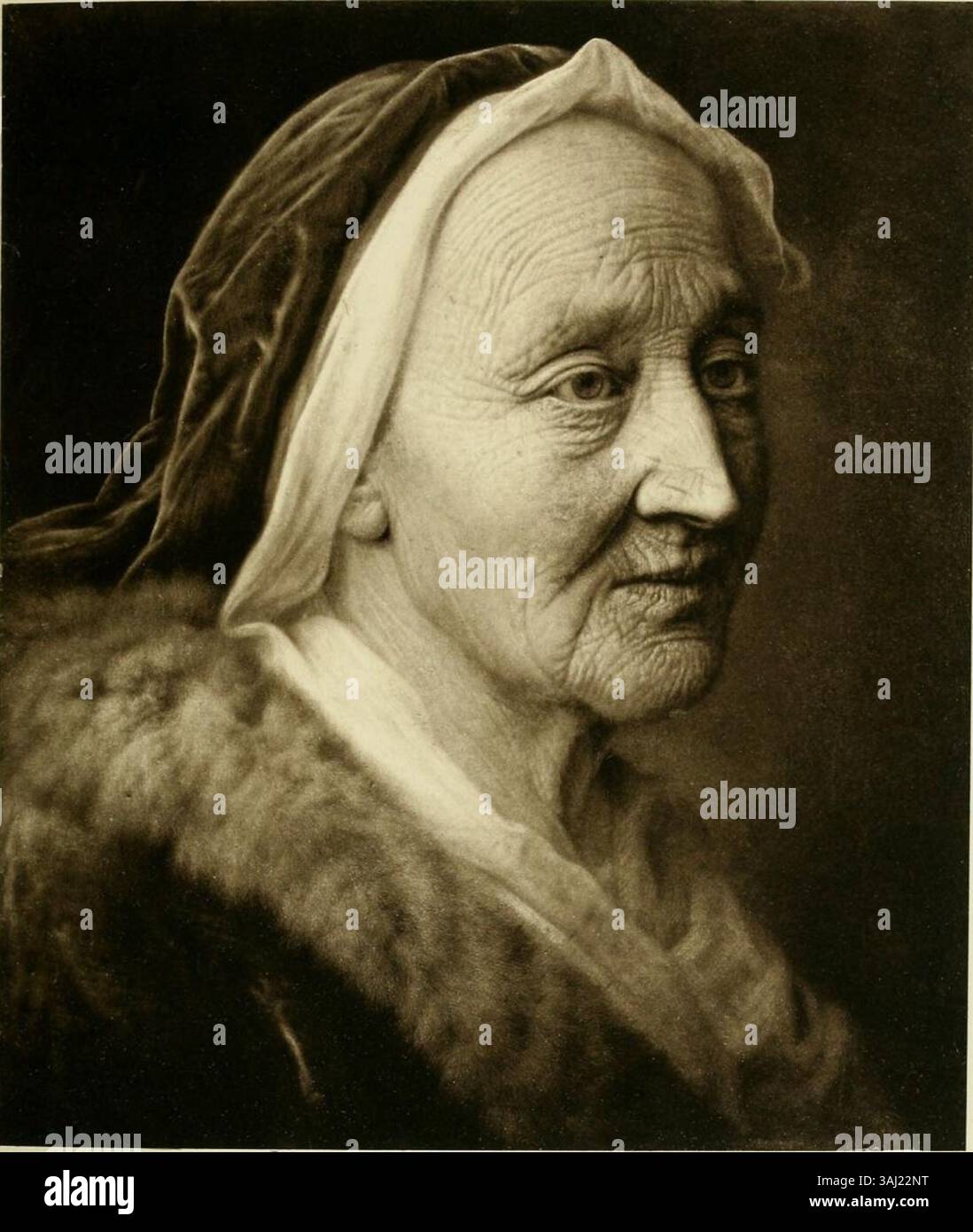 Head of an old woman, painted by Balthasar Denner circa 1720, an oil ...