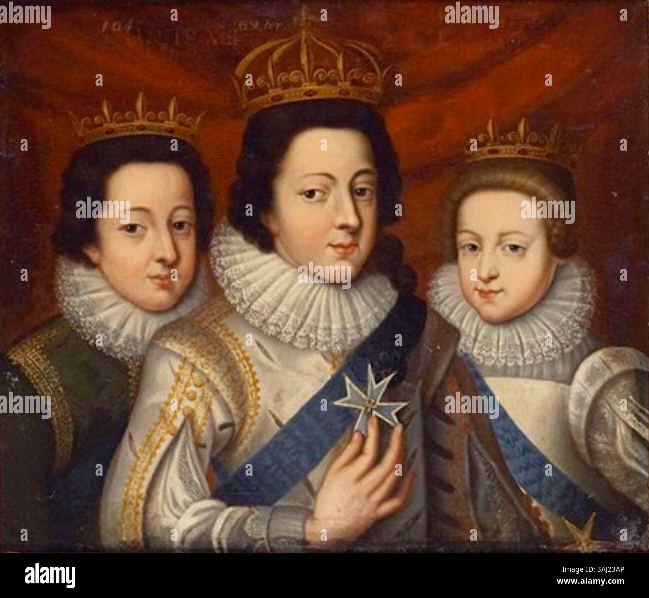 This portrait by a Follower of Frans Pourbus depicts Louis XIII and his ...