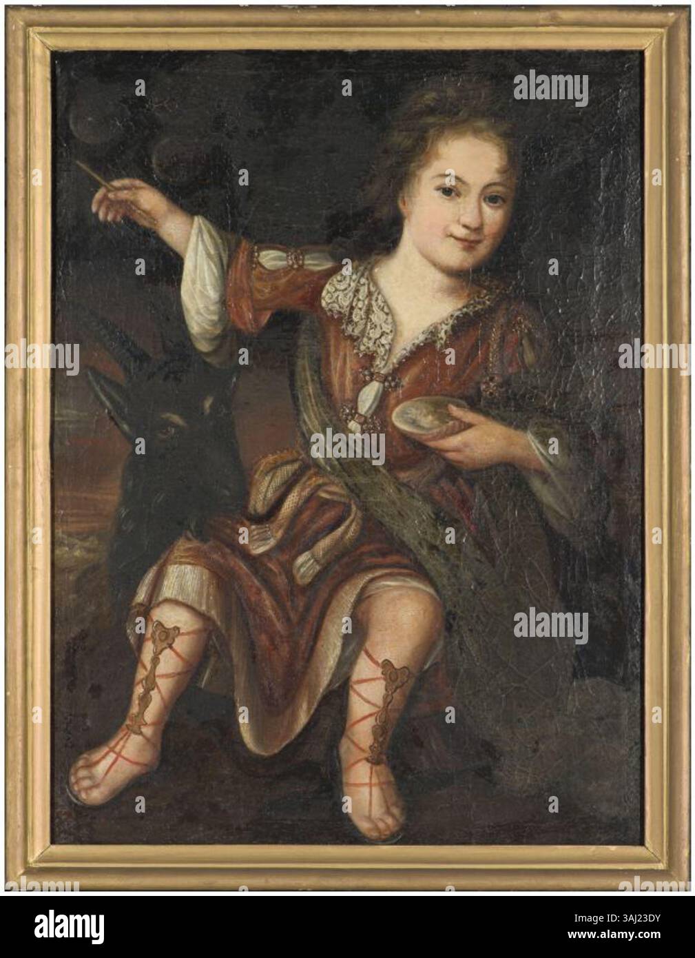 This 1694 oil on canvas painting, titled 'Kinderportret,' depicts a ...