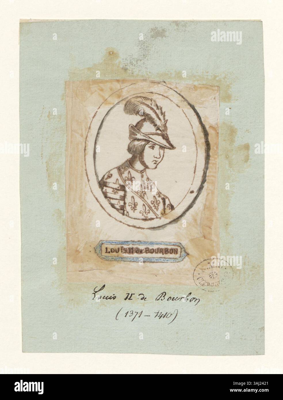 A drawing from the Boyer collection depicting Louis II de Bourbon, a ...
