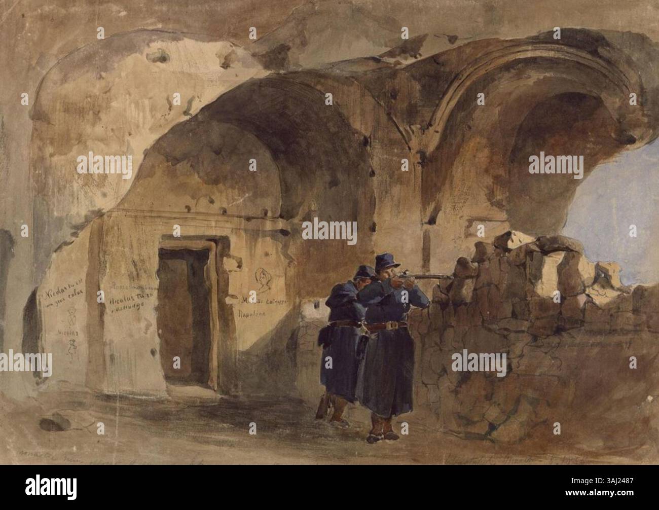 Edward Goodall's 1856 work depicts a scenic landscape with intricate ...