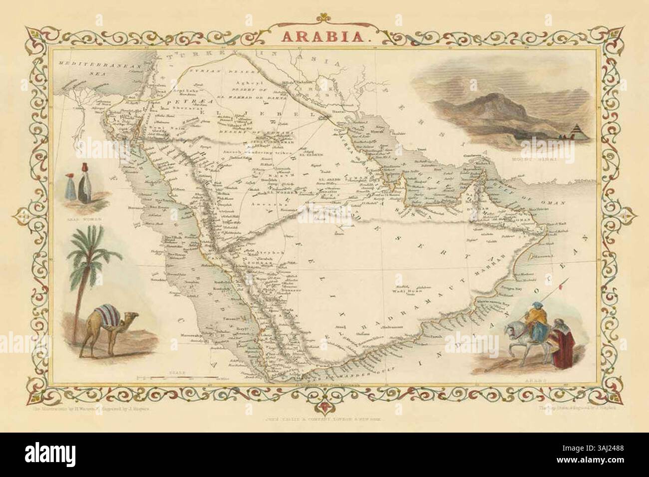 This 1851 historical map of Arabia by John Rapkin, produced by Tallis ...