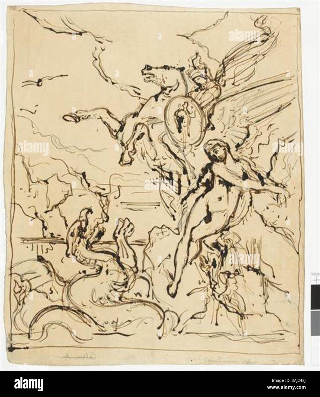 Gustave Moreau's composition study for 'Perseus and Andromeda' depicts ...