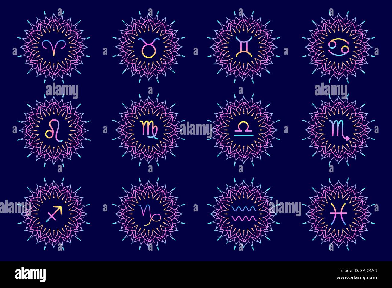 Collection of zodiac signs in line art style Stock Vector Image & Art ...