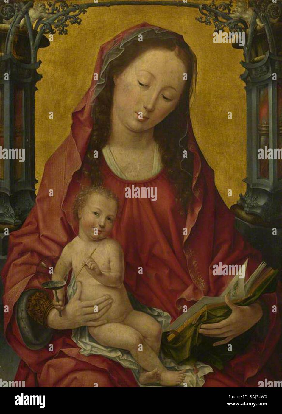 The Virgin and Child is a religious painting attributed to the Netherlandish School, created ...