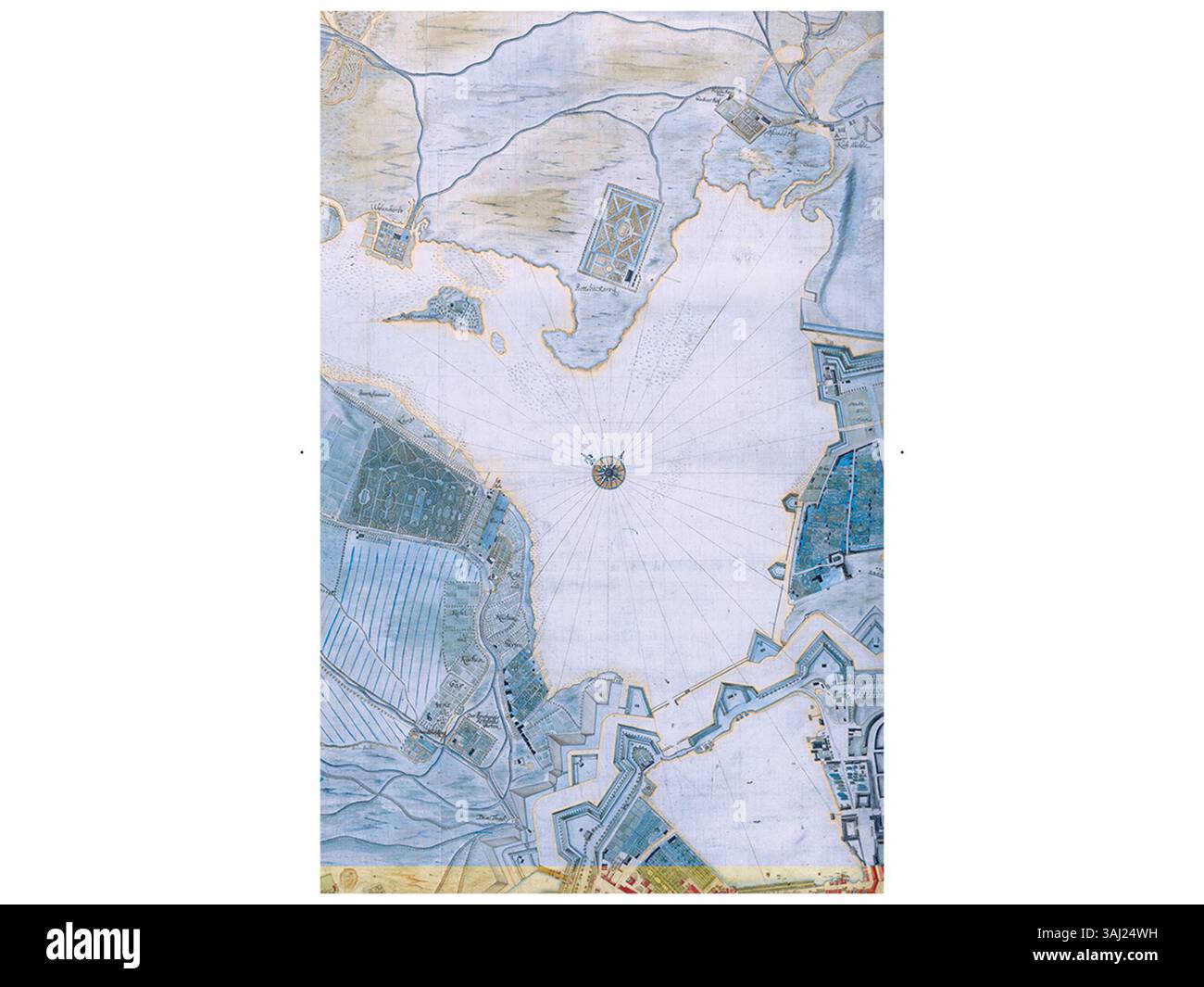 Map of the Outer and Inner Alster lakes in Hamburg, Germany, from 1723 ...