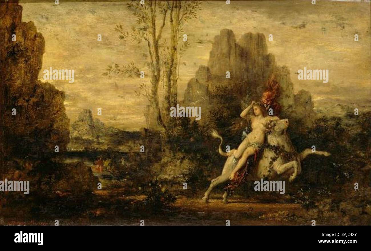 Gustave Moreau’s 1869 painting *Enlèvement d'Europe* (The Abduction of ...