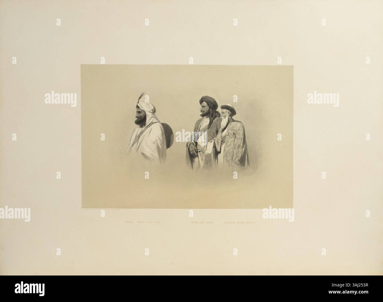 This lithograph from 'Recollections of India' shows portraits of Sheik ...