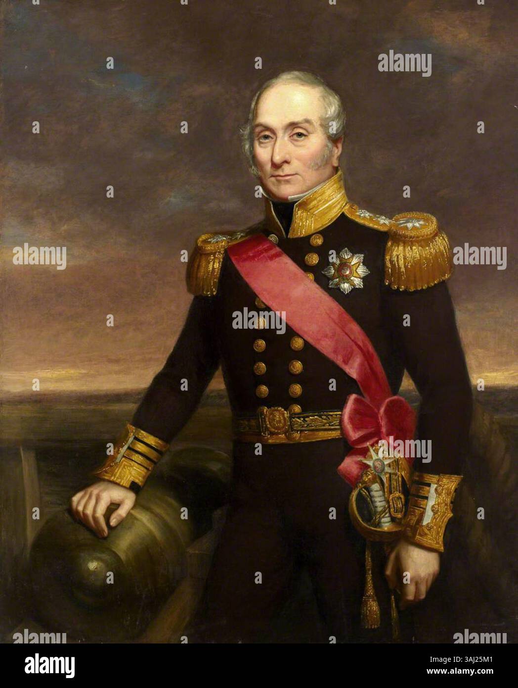 The oil painting by John Lucas (attributed) features Admiral Sir Robert ...