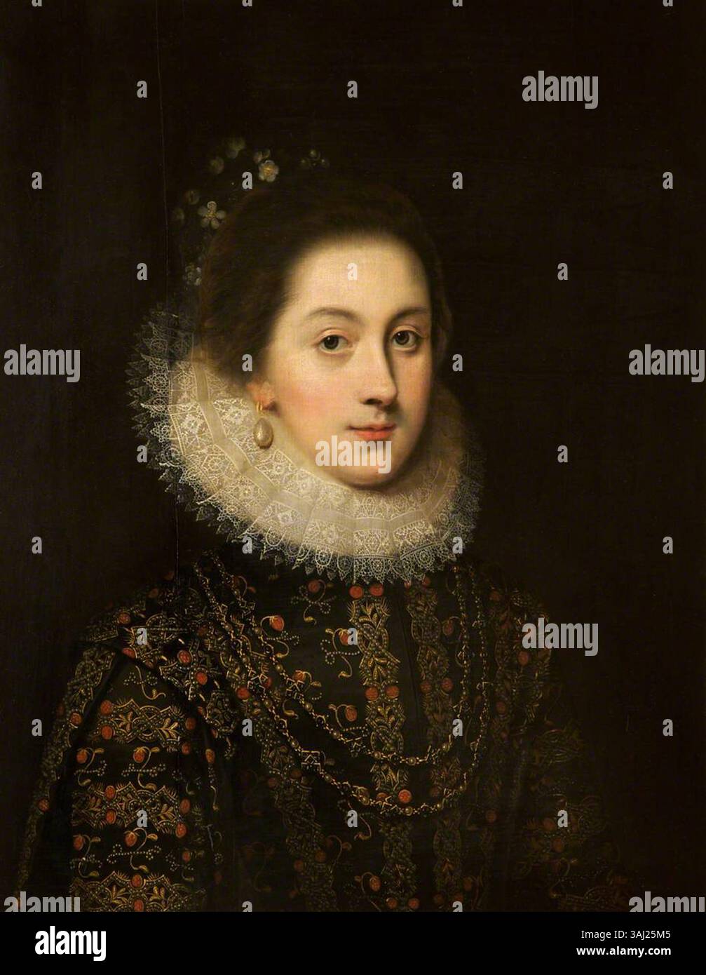 A portrait by Cornelius Johnson of an unknown woman, possibly Lady ...