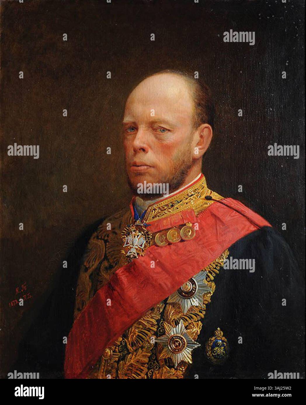 A 1873 painting by Nikolai Ge depicting Mikhail Christoforovich Reutern ...